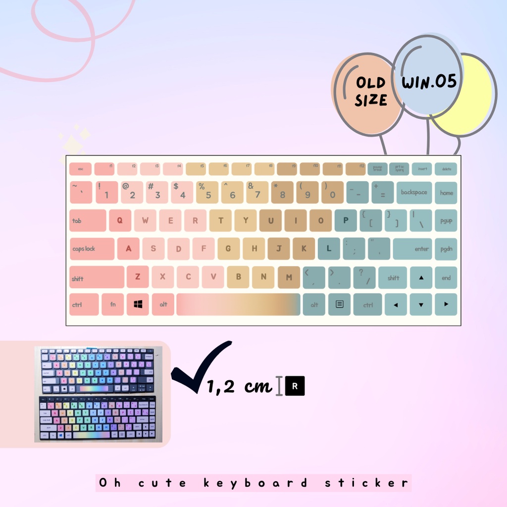 Jual Qwerty Keyboard Sticker for Windows Aesthetic Palette Color Vinyl ...