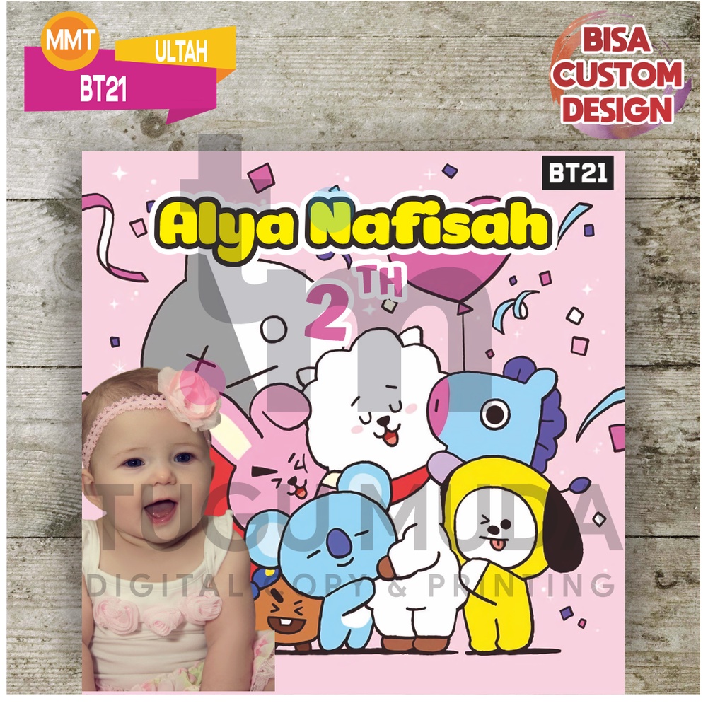 Jual Cetak Banner|Backdrop|Spanduk Ultah / Ulang Tahun Anak - BT21 ...