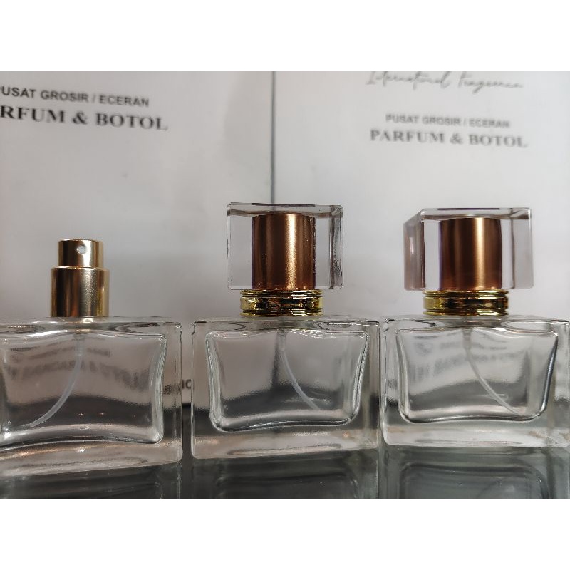 Jual BOTOL 35 ML KOTAK EXCLUSIVE TUTUP CRYSTAL WARNA COKLAT ROSE GOLD ...