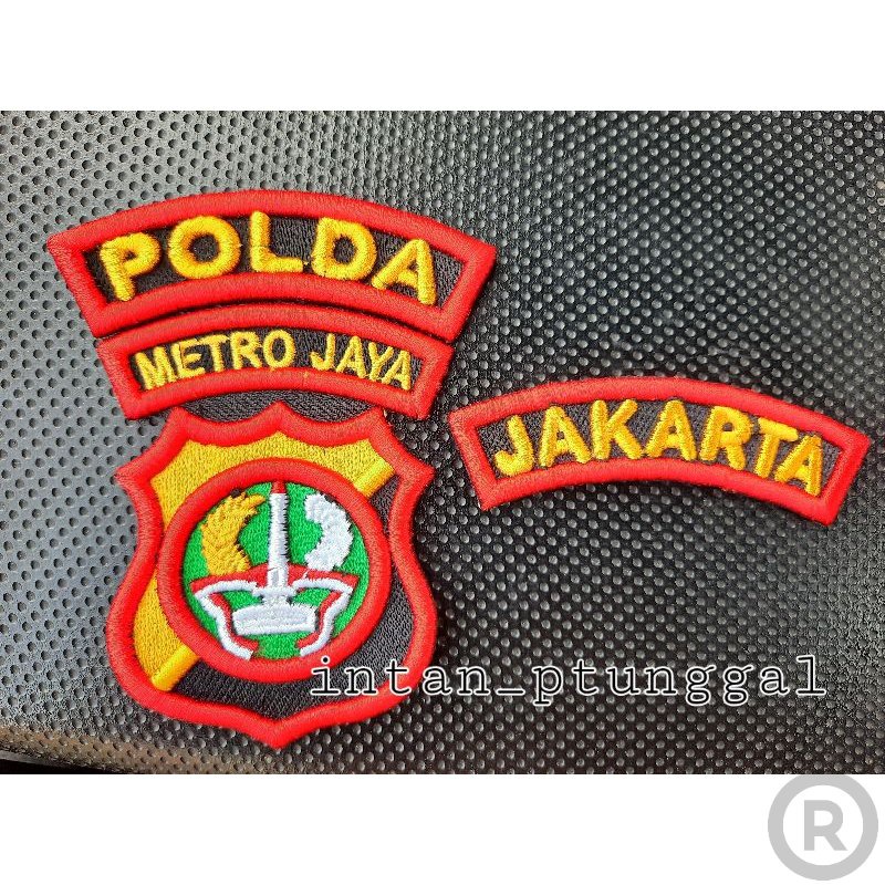 Jual Logo polda metro jaya dan Jakarta TIMBUL Bordir Nama Custom Nama ...