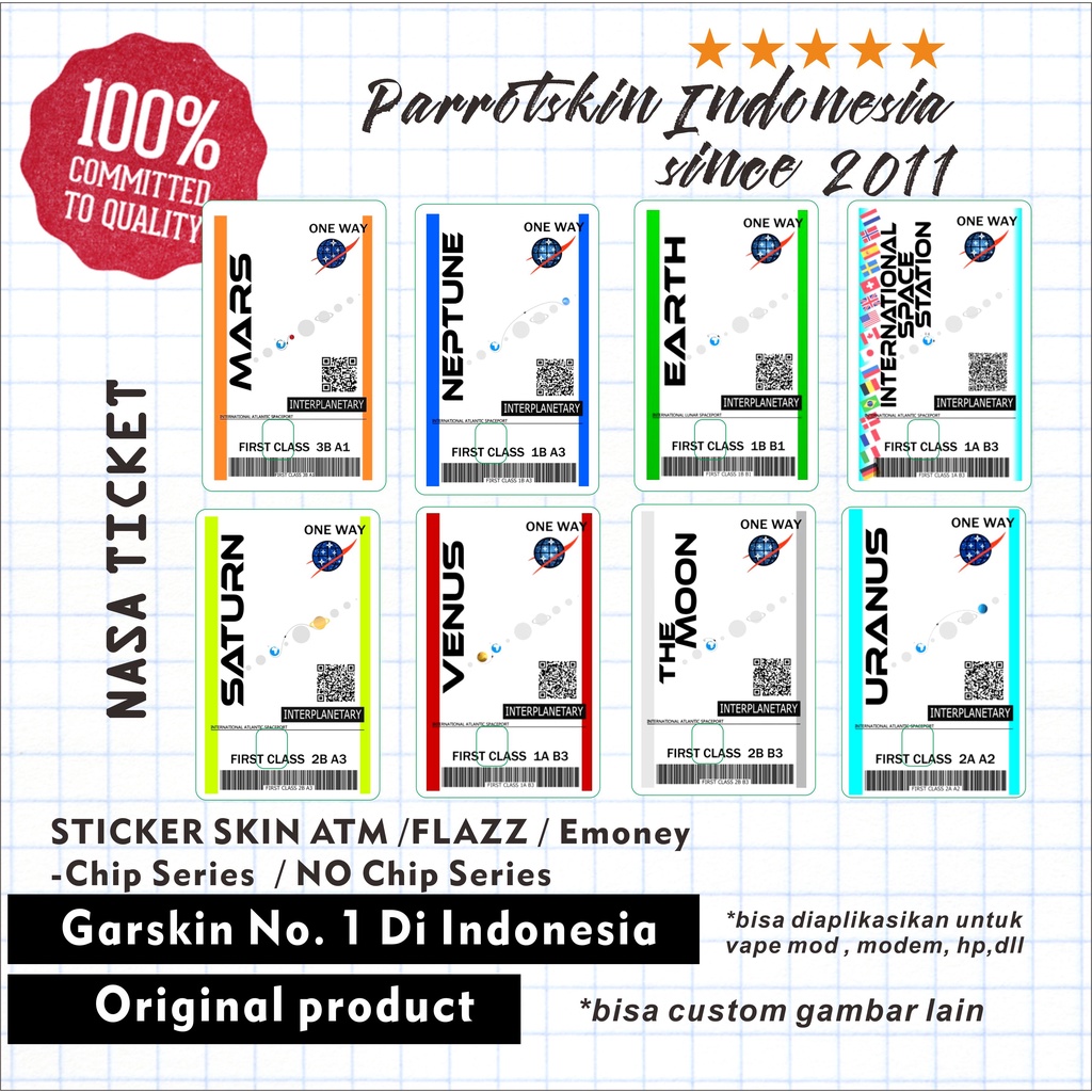 Jual Emoney Flazz Tapcash ATM Debit Credit custom Sticker Skin Card ...