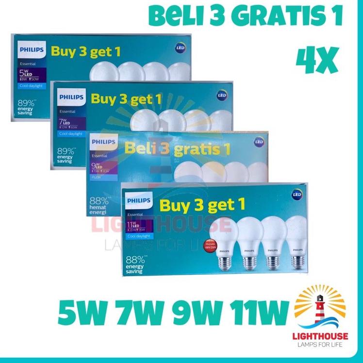 Jual Philips Paket Hemat Essential Led 5W 7W 9W 11W Putih Multipack {DOM.18Oc22в} | Shopee Indonesia