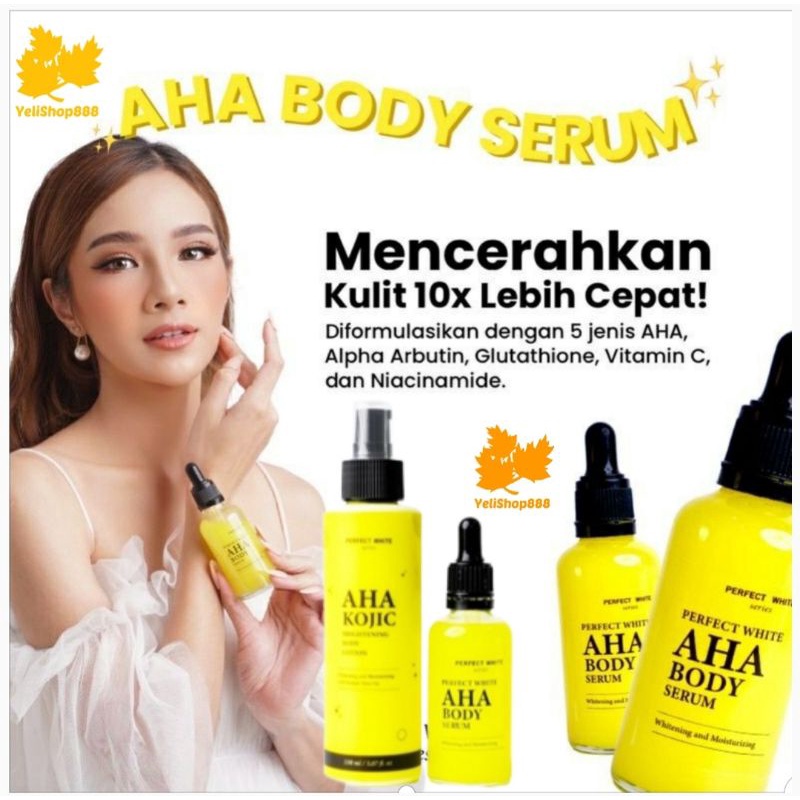 Jual PERFECT WHITE AHA Body Serum 50 ml AHA Kojic Brightening Body ...