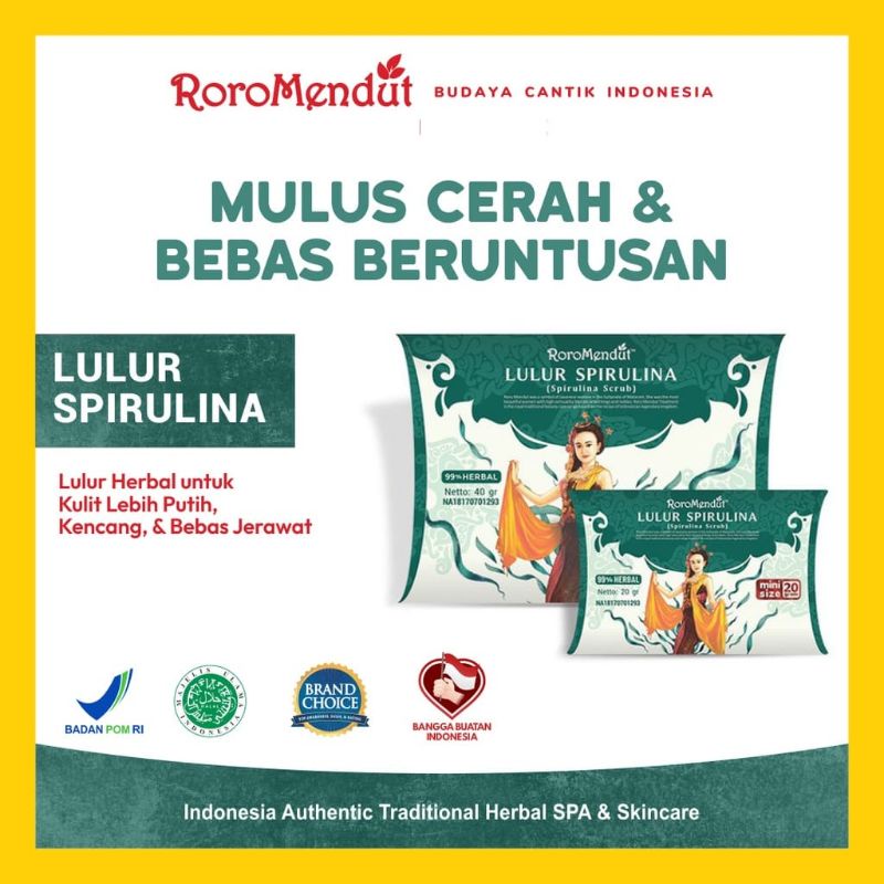 Jual RORO MENDUT LULUR SPIRULINA 20gr | Shopee Indonesia