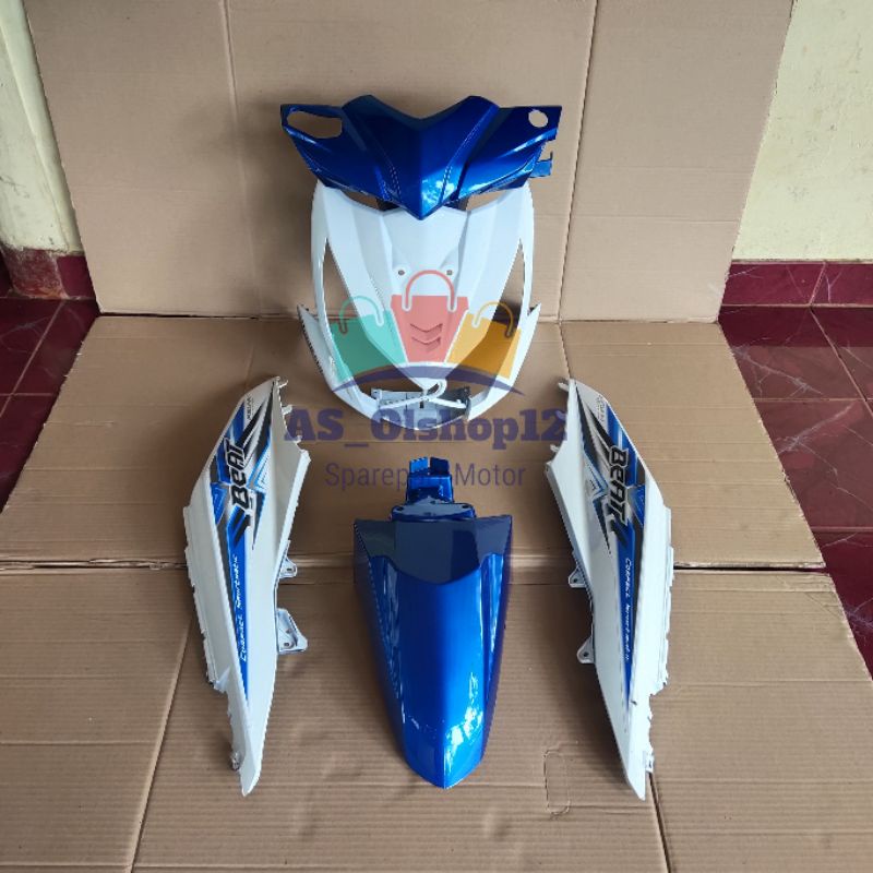 Jual FULL COVER BODY HALUS BEAT FI 2015 - 2016 BIRU PUTIH + STRIPPING ...
