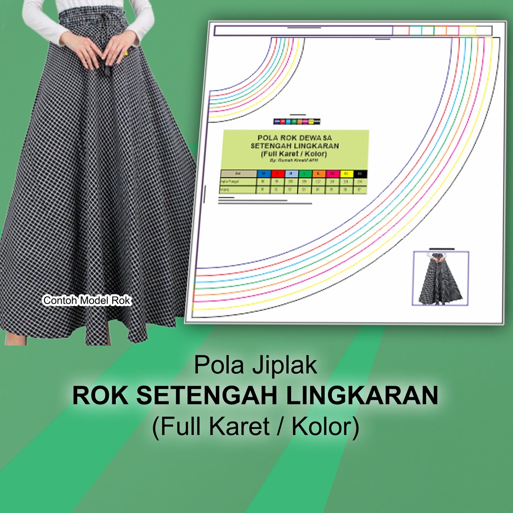 Jual Pola Jiplak Rok Setengah Lingkaran Dewasa | Pola Rok Payung Dewasa | Shopee Indonesia