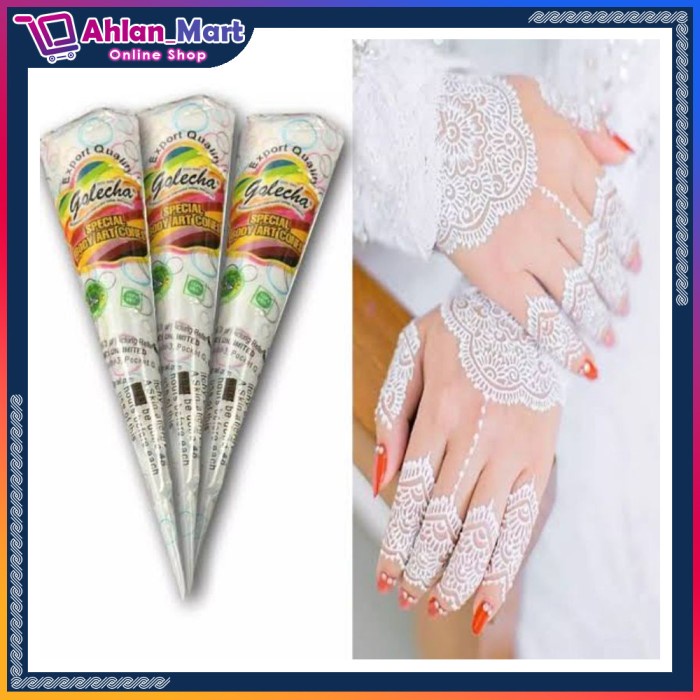 Jual Golecha Body Paint Cone White Henna Henna Hena Putih | Shopee ...