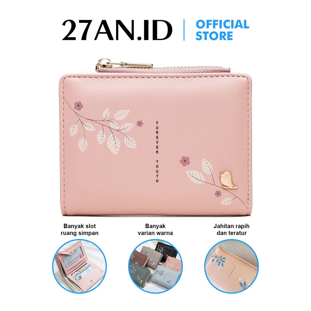 Jual ( 27AN.ID ) Dompet Lipat Wanita AS3015 Dompet Wanita Resleting motif daun import | Shopee ...