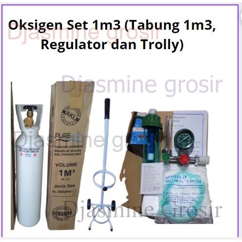 Jual Tabung Oksigen 1m3 Lengkap/ Tabung Oxygen Lengkap (Tabung 1m3+Trolly+Regulator) | Shopee ...