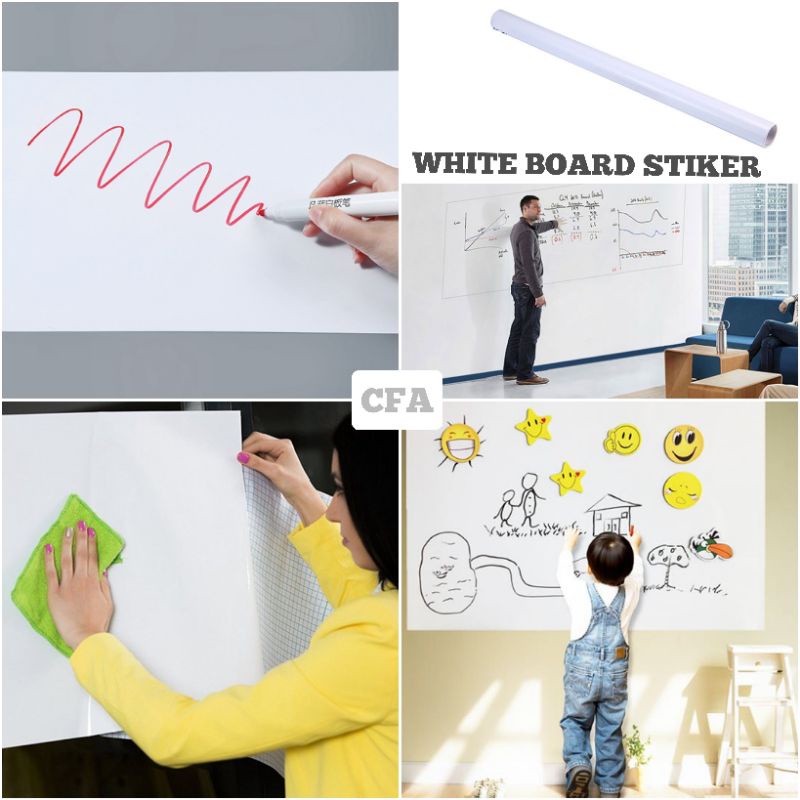 Jual Wallpaper Sticker Papan Tulis White Board Anak Tempel Dinding Kaca ...