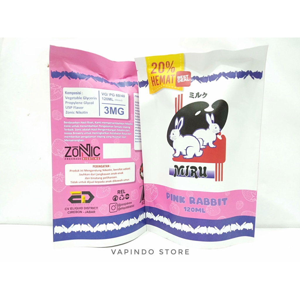 Jual MIRU PINK RABBIT STRAWBERRY CREME 60ML 3MG BY JOZOJO LIQUID ...