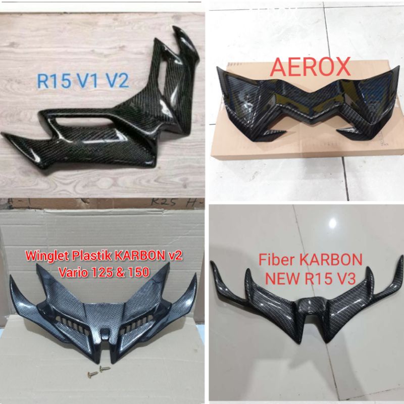 Jual Winglet Karbon R15 v1 v2 v3 Vario 150 125 LED AEROX wingled Carbon ...