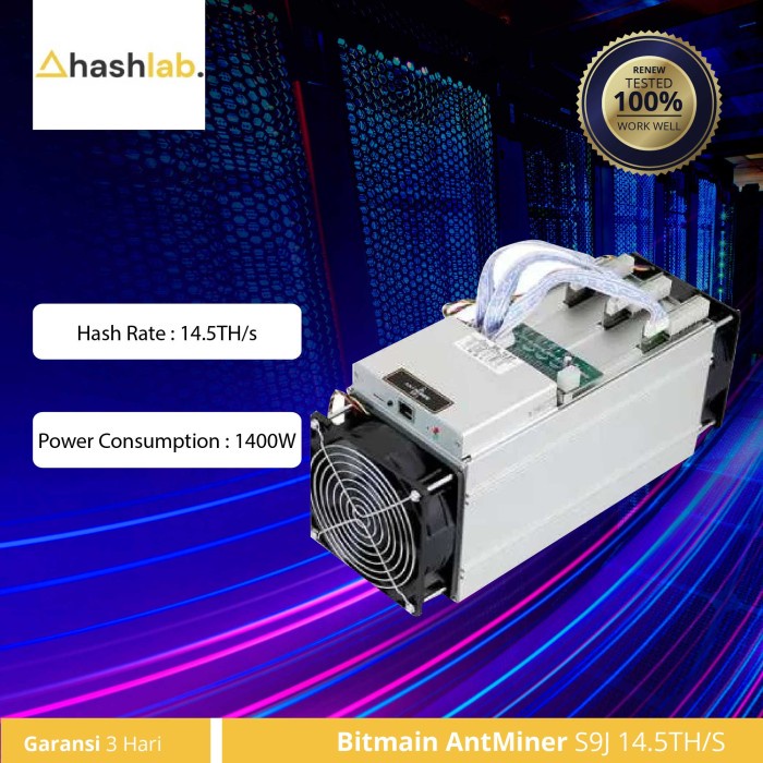 Jual Rakitan Antminer S9J 14.5Th/S Asic Bitcoin Miner 16Nm Btc Mining ...