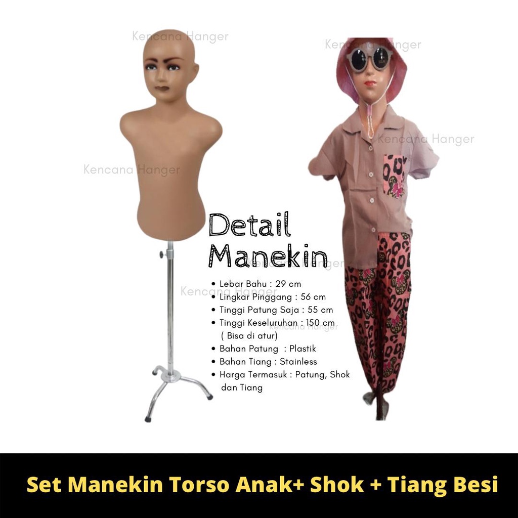 Jual Set Manekin Torso Anak / Patung Setengah Badan Anak + Kaki Besi ...