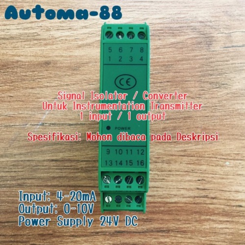 Jual Unik Din Rail Signal Converter Signal Isolator 4-20mA to 0-10V DC ...