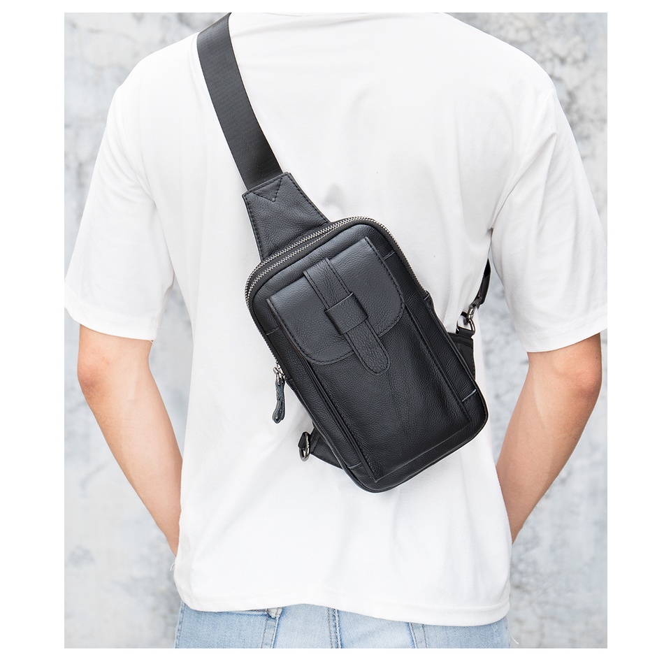 Jual Tas Selempang Kulit Pria Sling Bag Cowok Tas Pinggang Pria Kulit ...