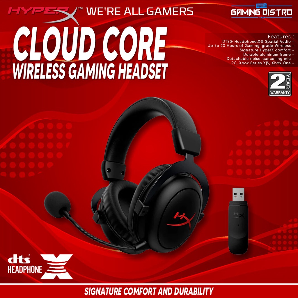 Jual Headset Gaming HyperX Cloud Core Wireless DTS Headphone:X 3D Spatial Audio | Shopee Indonesia