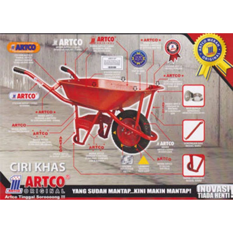 Jual Artco gerobak sorong merah ban hidup | Shopee Indonesia