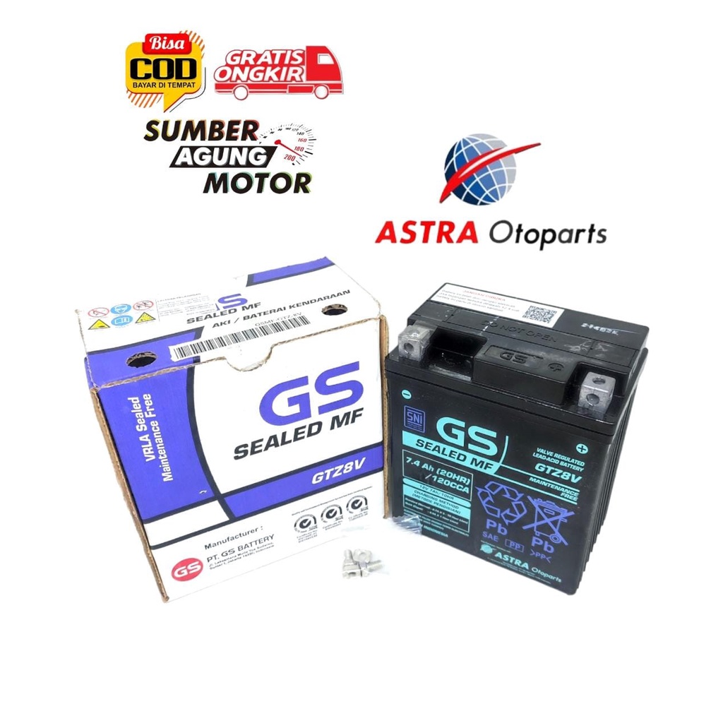 Jual AKI GS KLX CBR R25 ORI ASTRA 12V 7AH GTZ8V | Shopee Indonesia