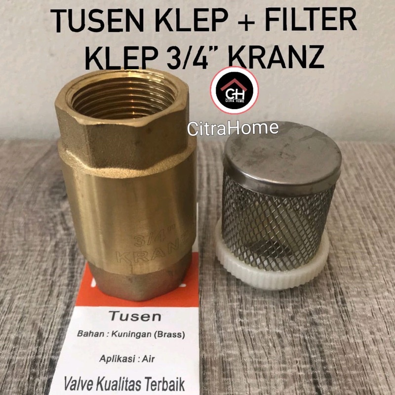 Jual Tusen Klep /Foot Valve + Filter 3/4” Kuningan Kranz | Shopee Indonesia