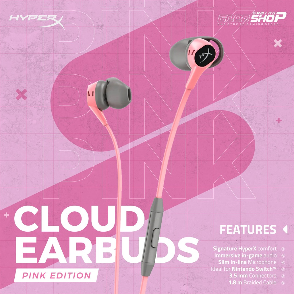 Jual HyperX Cloud Earbuds Pink Gaming Earphone with Microphone | Shopee ...