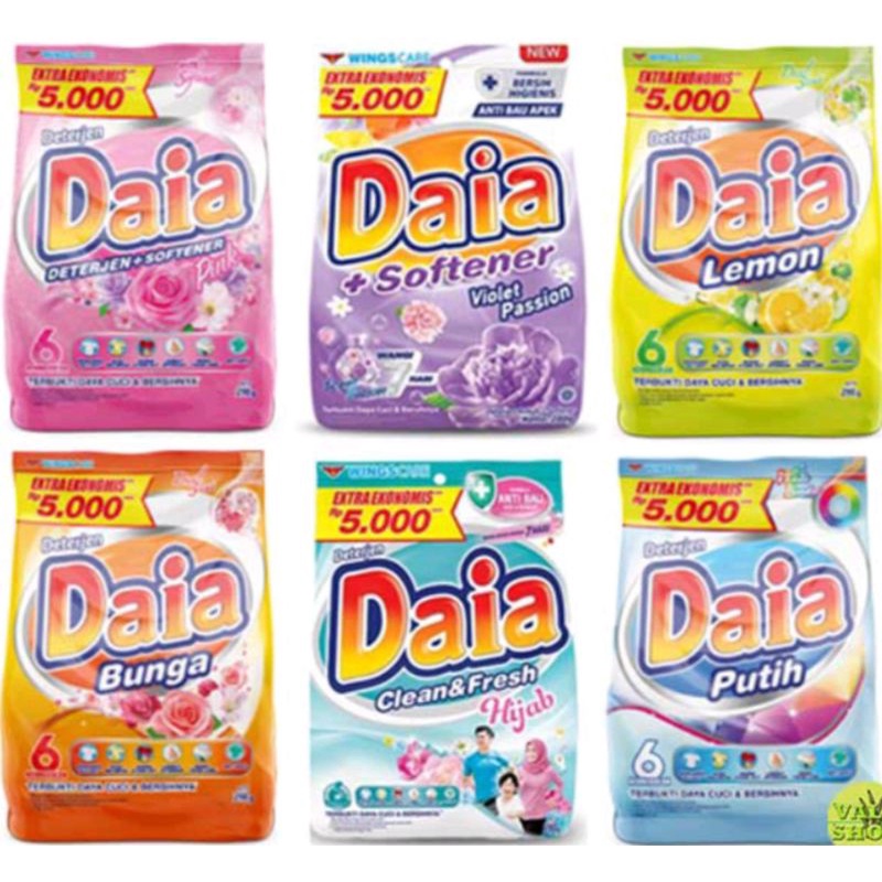 Jual Daia 5000 Deterjen Bubuk 265gram kemasan ekonomis | Shopee Indonesia