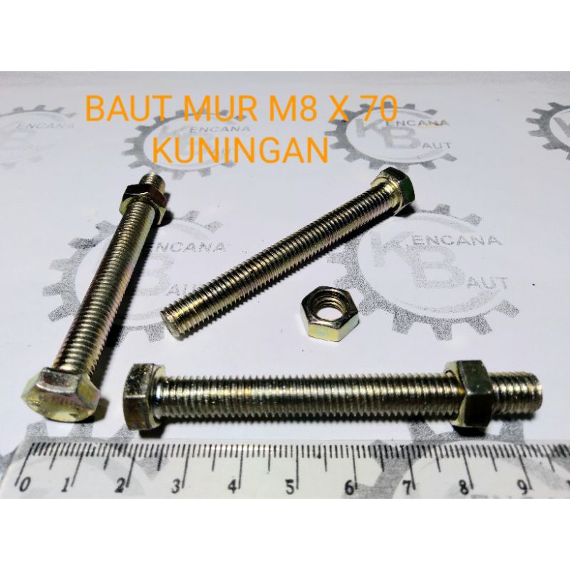 Jual BAUT MUR M8 X 70 KUNING / BMK M8 X 70 KUNCI 12 PANJANG 7 CM | Shopee Indonesia