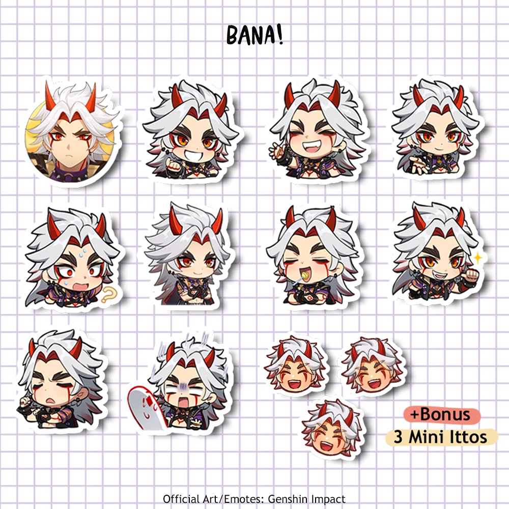 Jual Stiker ARATAKI ITTO SATU PAKET Genshin Impact Sticker Vinyl ...