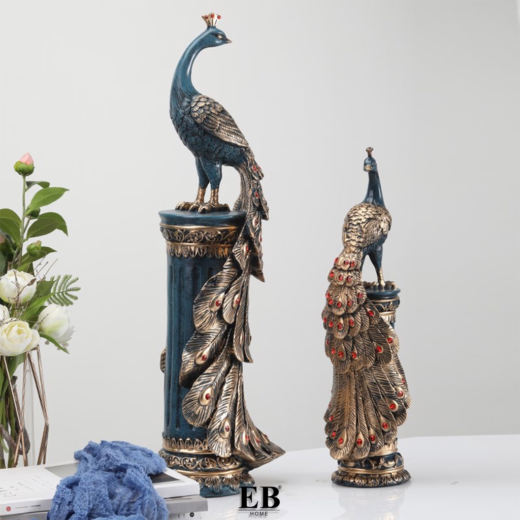 Jual Pajangan Patung Burung Merak / Standing Peacock Decoration EB Home ...