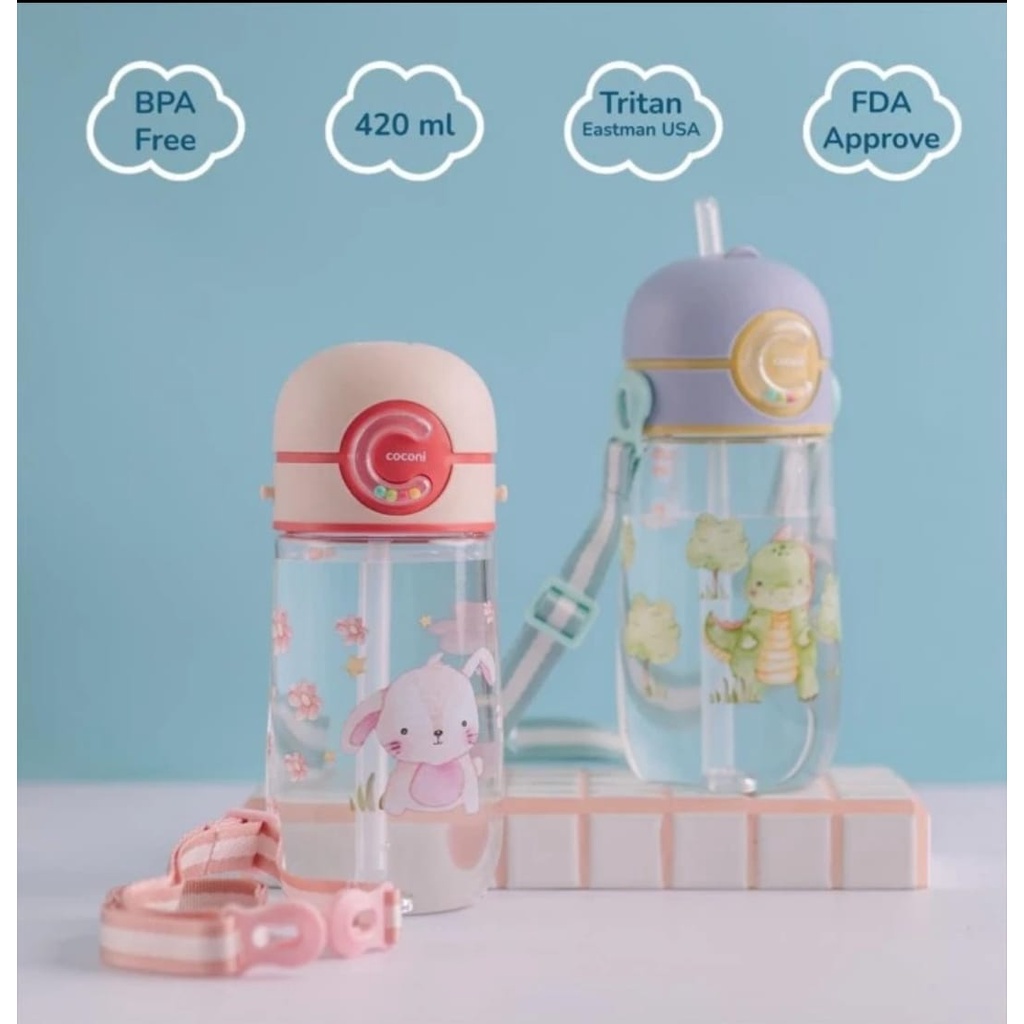 Jual COCONI Kids Tritan Bottle 420 ml | Botol Minum Anak dengan tali 420ml | Shopee Indonesia