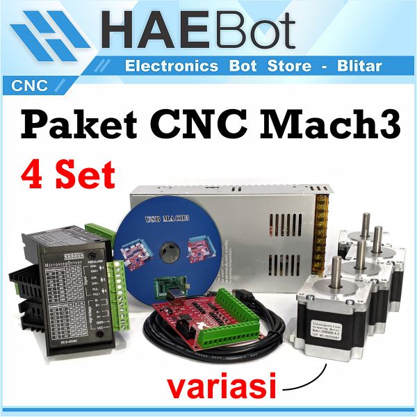 Jual [HAEBOT] Paket CNC Mach3 USB 4 Set TB6600 Nema 23 1.26Nm 54mm ...