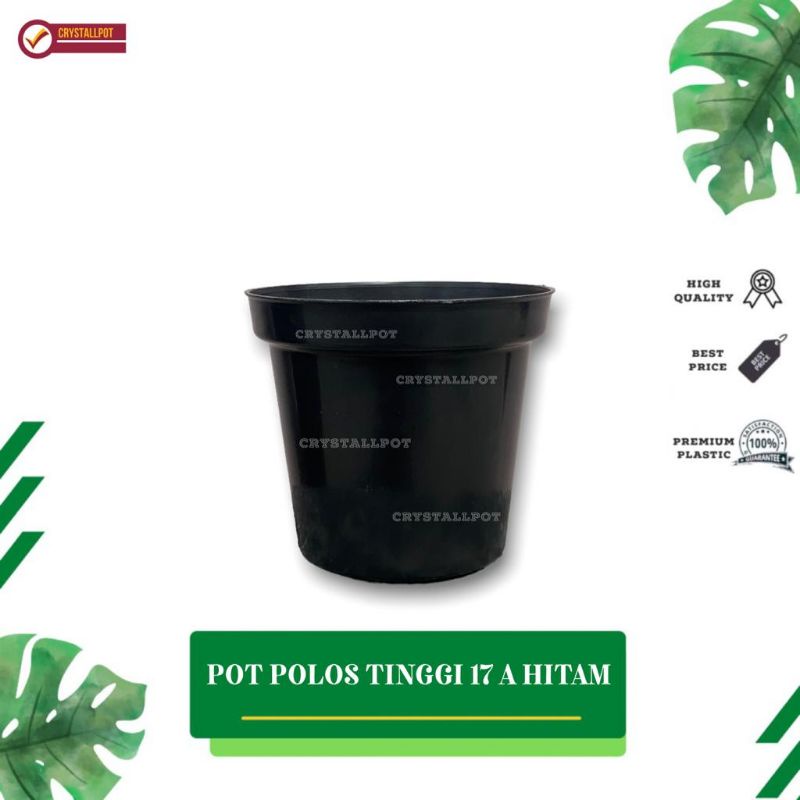 Jual pot bunga tanaman plastik polos tinggi 17A hitam - POLOS HITAM 17A ...