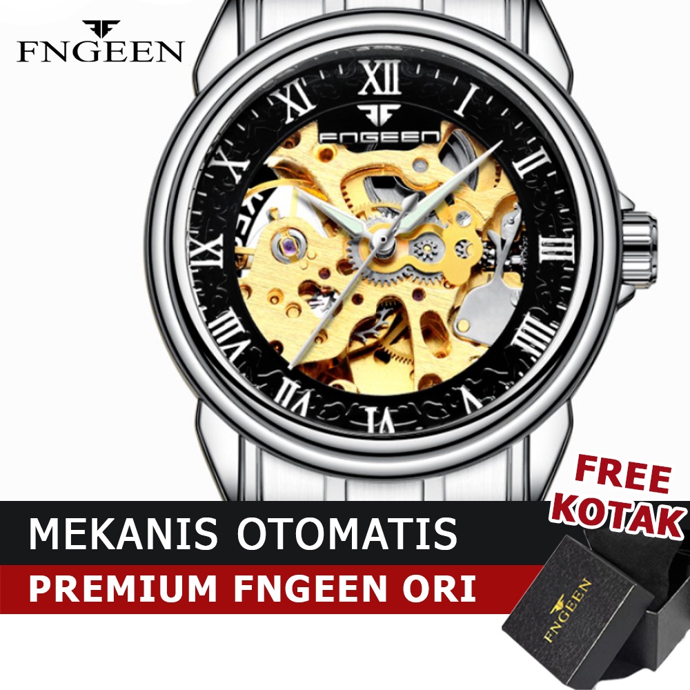 Jual FNGEEN 8866 Mekanik Otomatis Jam Tangan Pria Luxury Stainless ...