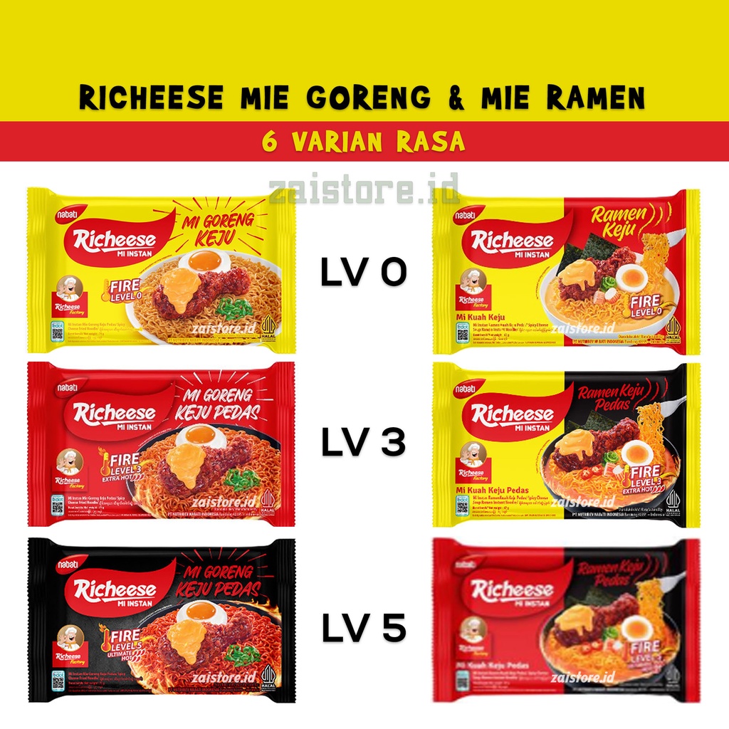 Jual Richeese Mie Goreng & Ramen Keju | Mie Goreng Richicken | Mie Soto ...