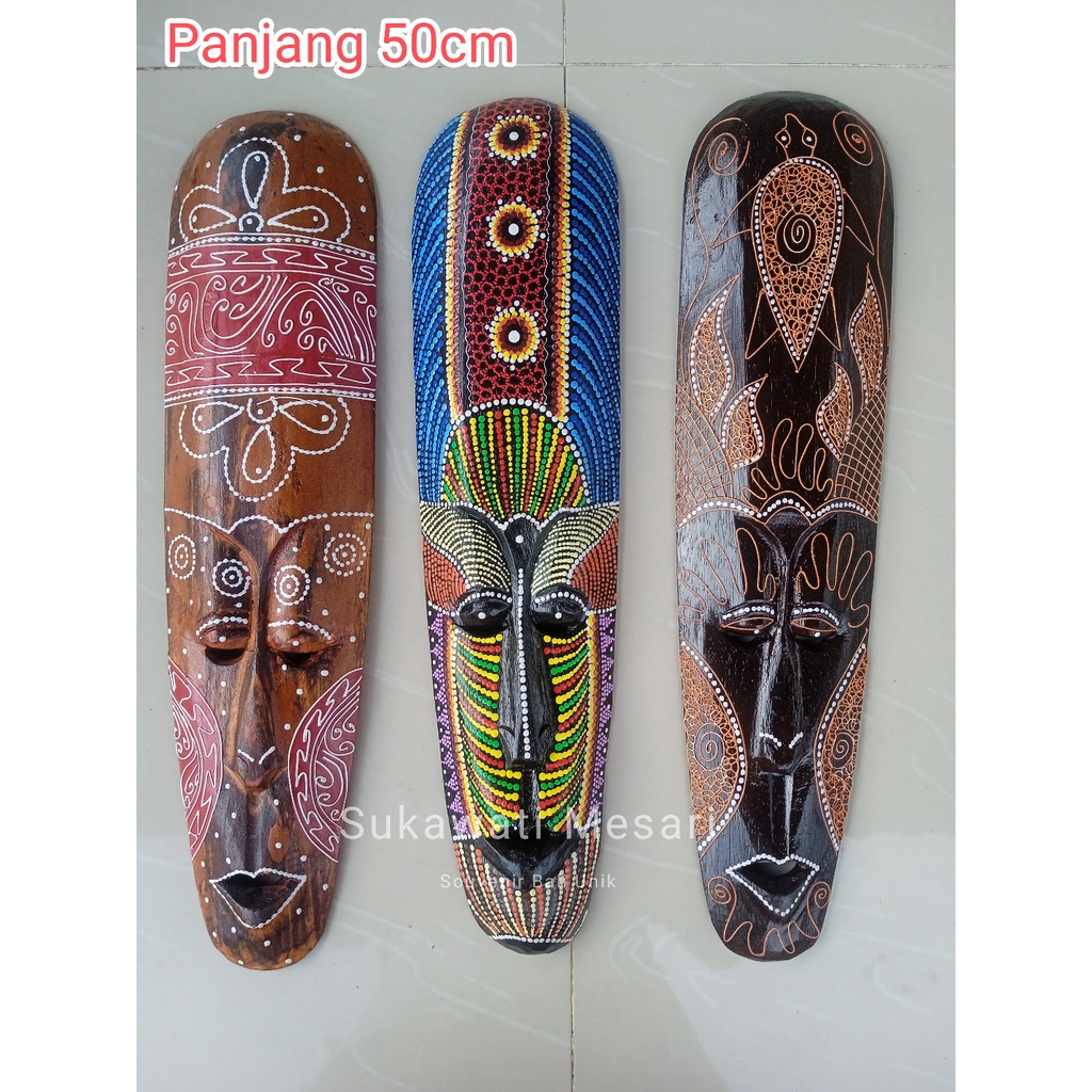 Jual Hiasan Topeng Asmat Suku Aborigin 50cm Kerajinan Kayu Etnik Antik ...
