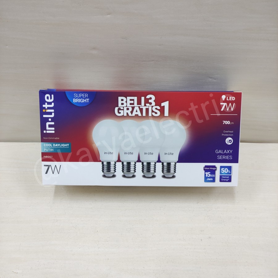 Jual PAKET 4PCS LAMPU BOHLAM LED IN-LITE INLITE PACK 4 PCS 7WATT 7W ...