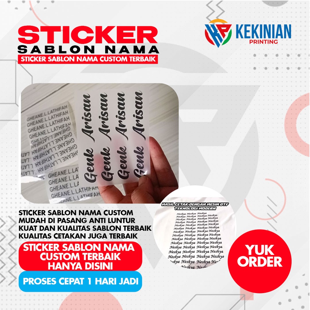 Jual Stiker Kaos Sablon DTF NAMA Custom Baju Setrika | Shopee Indonesia