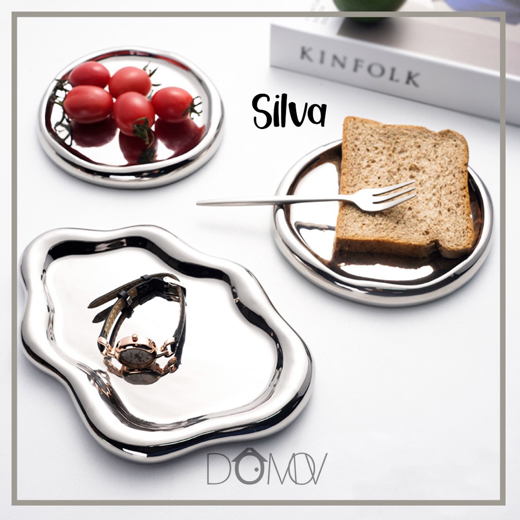 Jual DOMOV SILVA Silver Plate Piring Estetik Aesthetic Styling Foto ...
