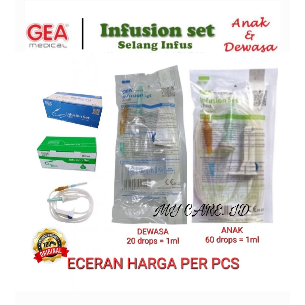 Jual LynCare 1BOX isi 50pcs - Infusion Set Dewasa Anak GEA / Selang ...