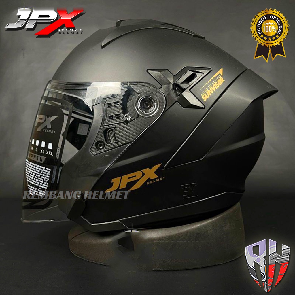 Jual HELM JPX NOVA X V2.0 HALF FACE JPX DOUBLE VISOR SOLID BLACK DOFF | Shopee Indonesia