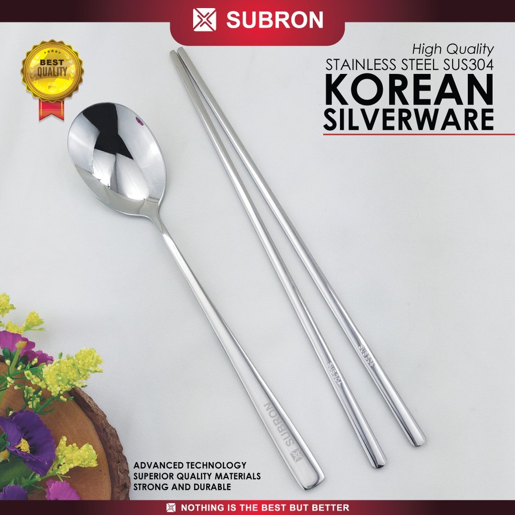 Jual SUBRON SUS304 Sendok Sumpit Alat Makan Korea Stainless Steel Tebal ...