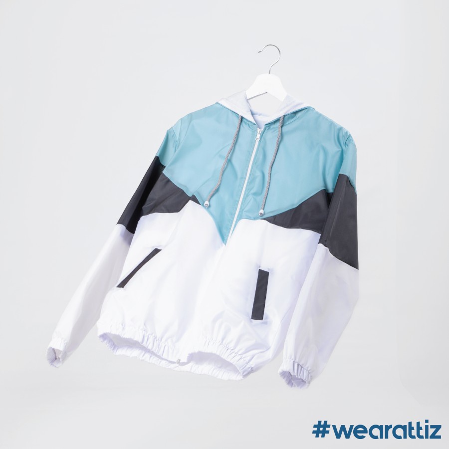 Jual Jaket WindBreaker Wanita/Pria (Biru Hitam Putih) Limited Edition ...