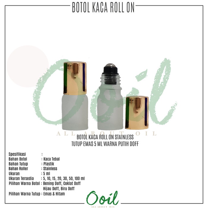 Jual Jual Botol Kosong Roll On Stainless Steel Kaca Tebal Tutup Emas ...