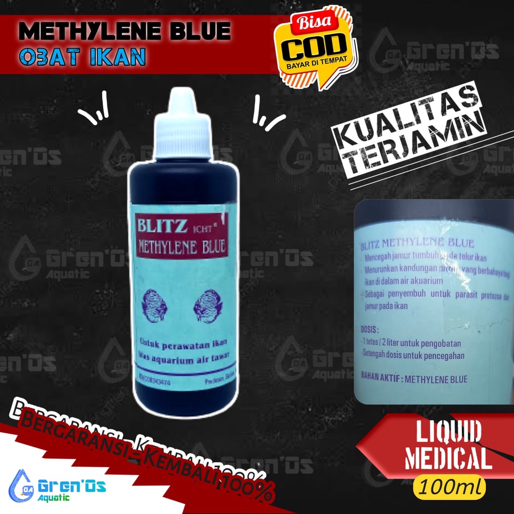 Jual Obat Biru BLITZ ICHT METHYLENE BLUE 100ML Obat Ikan Hias Aquarium ...