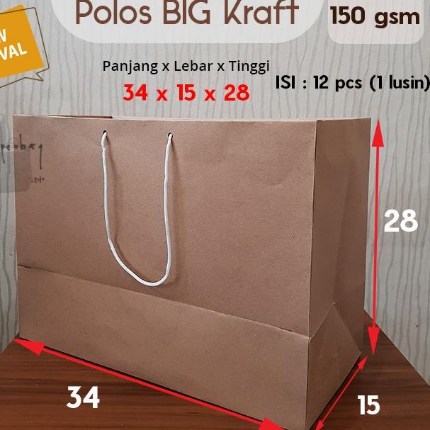 Jual Best - Paper Bag/Tas Kertas Paperbag Polos Kraft Landscape 34 x 15 ...