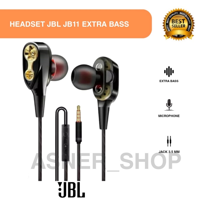 Jual JB-11 Headset JB11 M15 handsfree stereo Extra Bass Sound Mic ...