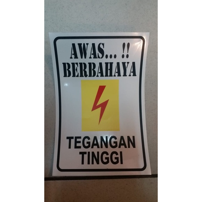 Jual SIGN LABEL STICKER AWAS BERBAHAYA TEGANGAN TINGGI 15X10CM RAMBU K3 ...