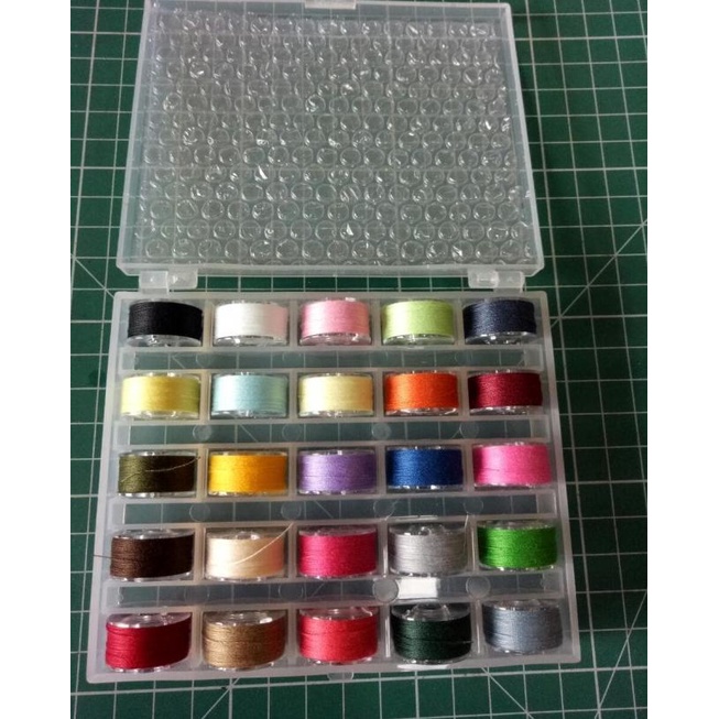 Jual Set Spool/Bobbin Transparan + Benang Isi 25pcs (Mesin Jahit ...