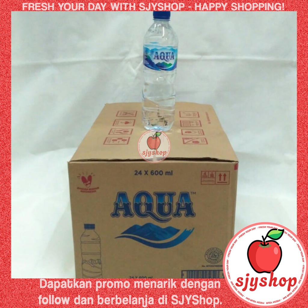 Jual Aqua Botol 600 ml / 1 dus isi 24 pcs / Air Mineral - SJYShop | Shopee Indonesia