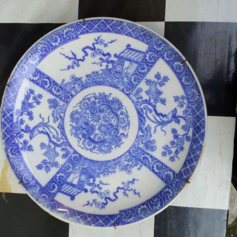 Jual Hiasan piring tembok kuno diameter 32 cm motif cina | Shopee Indonesia